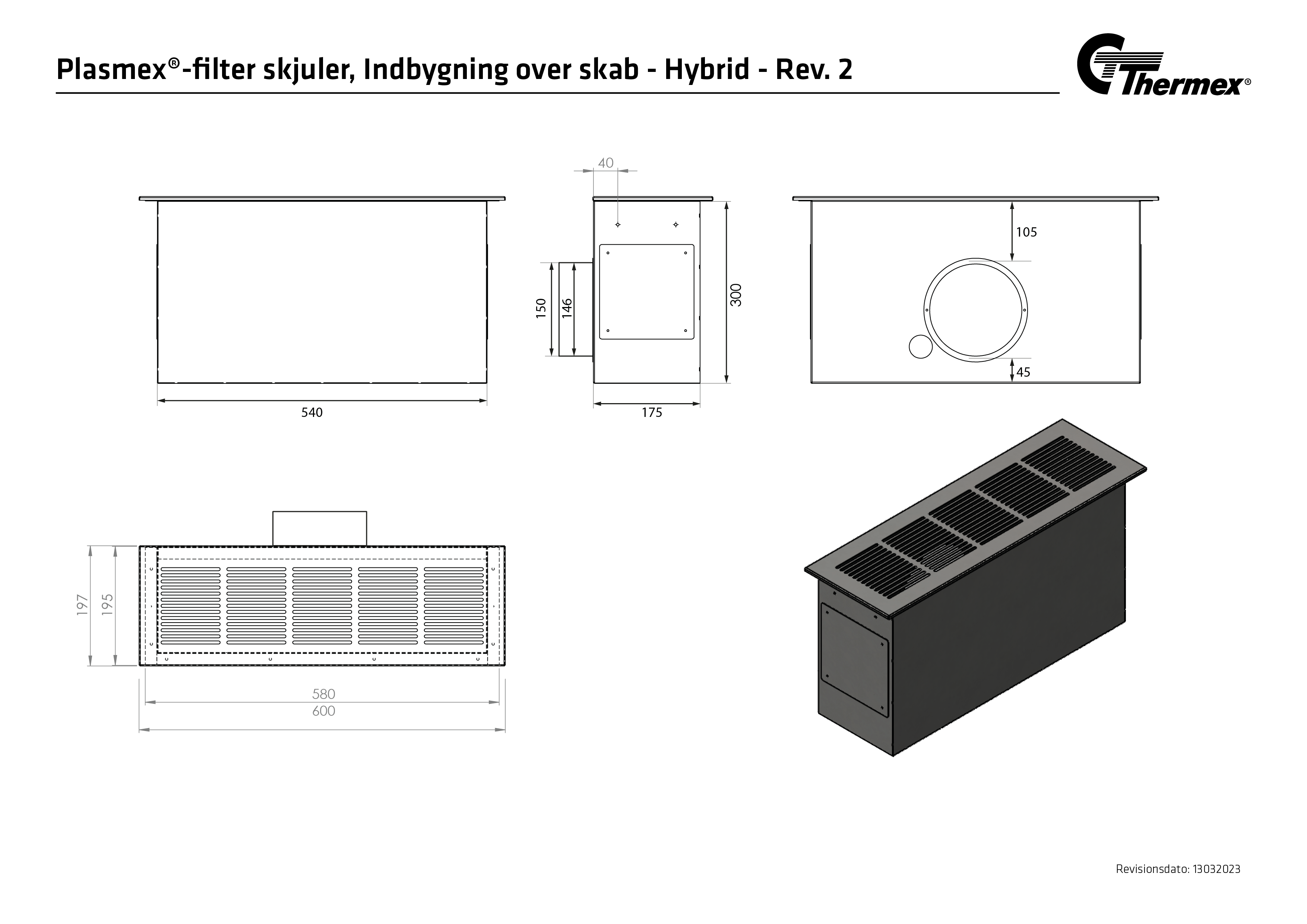 Plasmex skjuler - Indbygning over skab - Hybrid - Rev 2